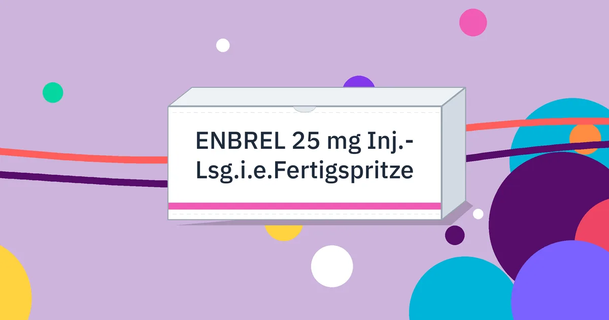 Symbolbild: Packung mit der Aufschrift ENBREL 25 mg Inj.-Lsg.i.e.Fertigspritze (PZN 04428367) – Verfügbarkeit und Bezug in Apotheken in Frankfurt am Main