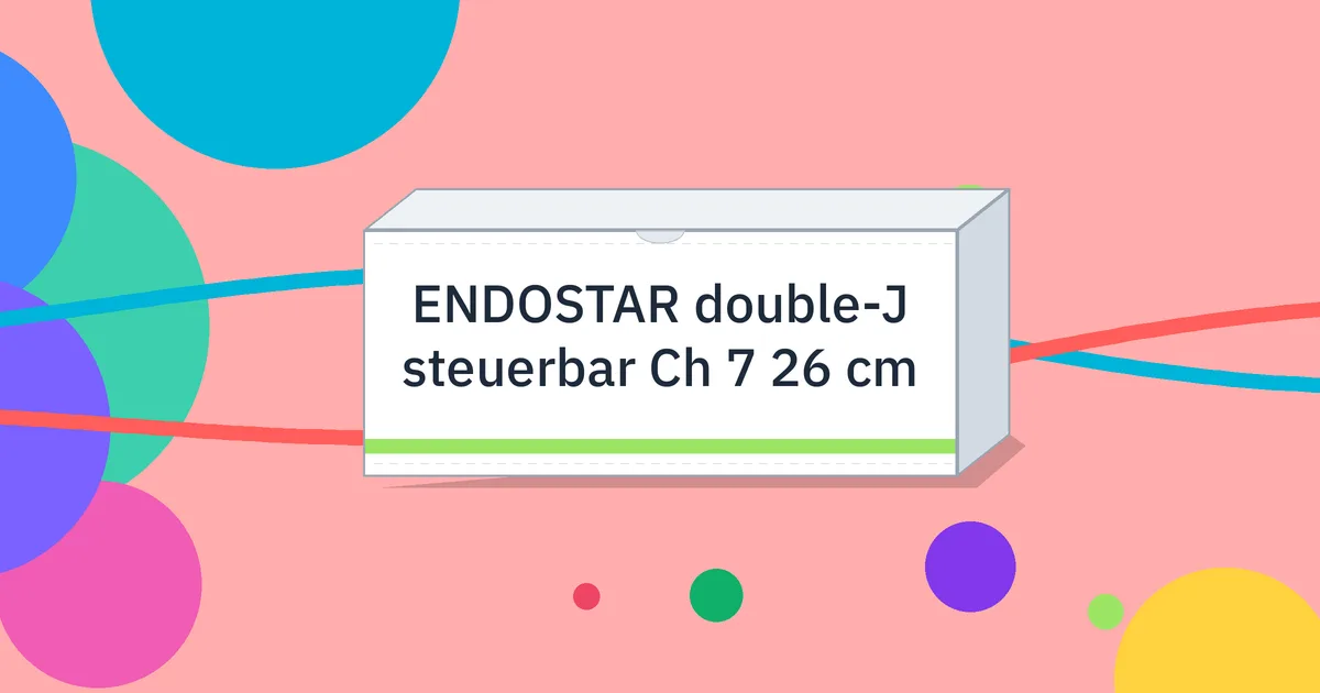 Symbolbild: Packung mit der Aufschrift ENDOSTAR double-J steuerbar Ch 7 26 cm (PZN 00440064) – Verfügbarkeit und Bezug in Apotheken in Frankfurt am Main