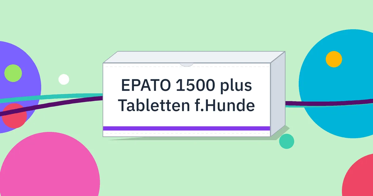 Symbolbild: Packung mit der Aufschrift EPATO 1500 plus Tabletten f.Hunde (PZN 17441441) – Verfügbarkeit und Bezug in Apotheken in Frankfurt am Main