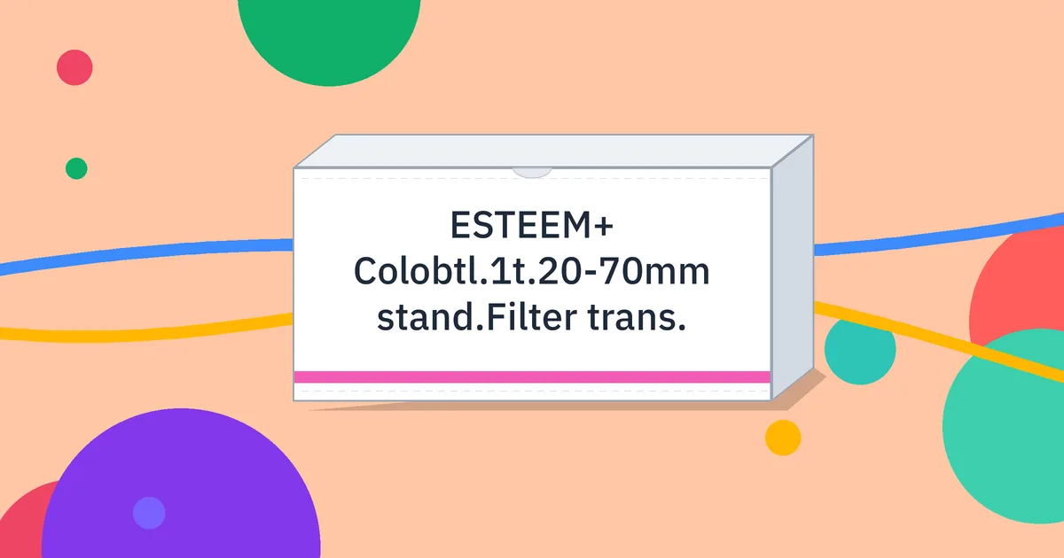 Symbolbild: Packung mit der Aufschrift ESTEEM+ Colobtl.1t.20-70mm stand.Filter trans. (PZN 06459946) – Verfügbarkeit und Bezug in Apotheken in Frankfurt am Main