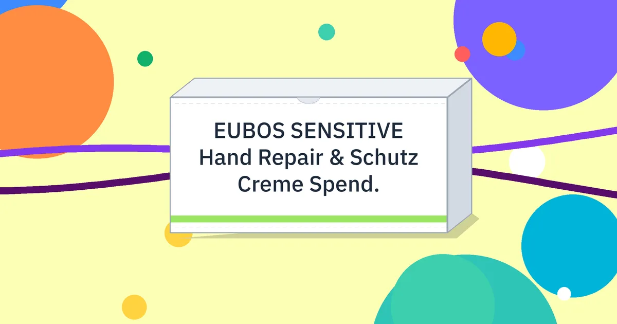 Symbolbild: Packung mit der Aufschrift EUBOS SENSITIVE Hand Repair & Schutz Creme Spend. (PZN 16620590) – Verfügbarkeit und Bezug in Apotheken in Frankfurt am Main