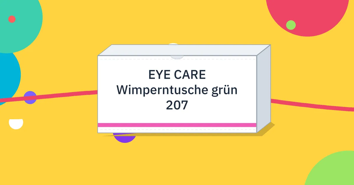 Symbolbild: Packung mit der Aufschrift EYE CARE Wimperntusche grün 207 (PZN 07658180) – Verfügbarkeit und Bezug in Apotheken in Frankfurt am Main