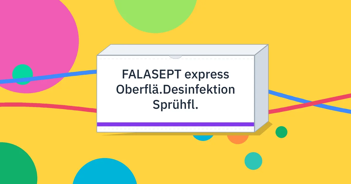 Symbolbild: Packung mit der Aufschrift FALASEPT express Oberflä.Desinfektion Sprühfl. (PZN 17381199) – Verfügbarkeit und Bezug in Apotheken in Frankfurt am Main