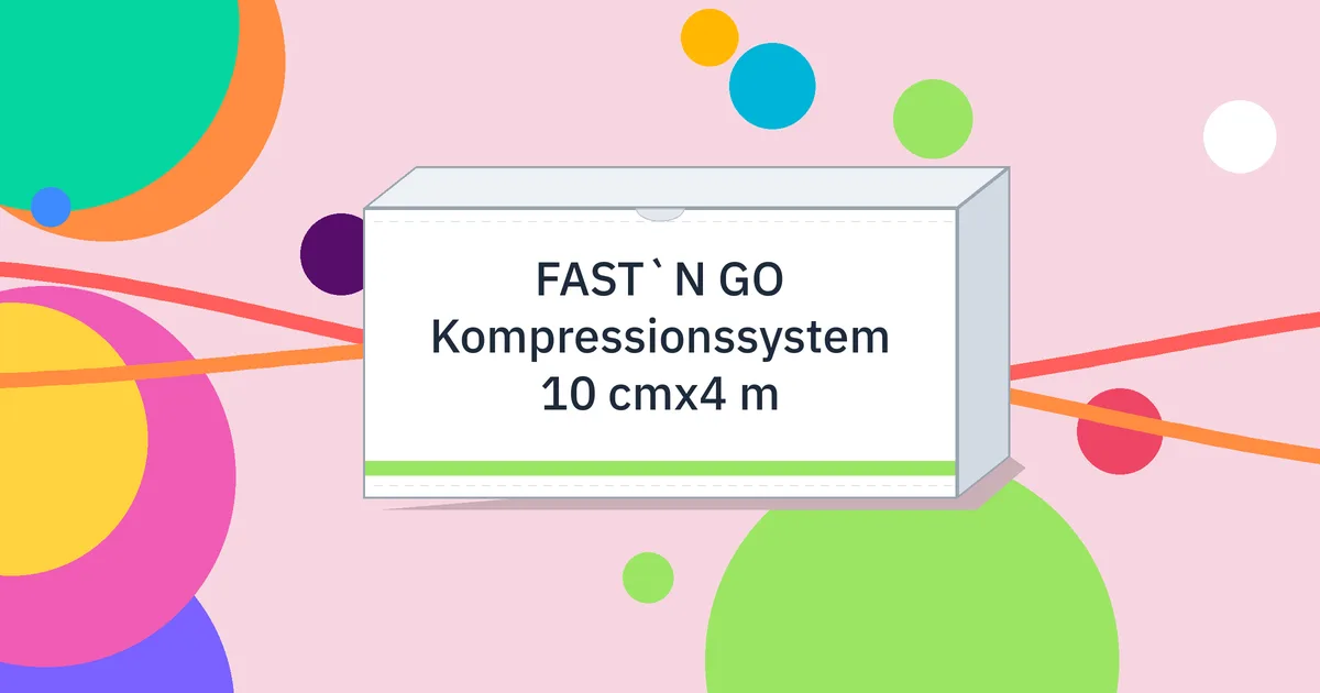 Symbolbild: Packung mit der Aufschrift FAST`N GO Kompressionssystem 10 cmx4 m (PZN 14819229) – Verfügbarkeit und Bezug in Apotheken in Frankfurt am Main