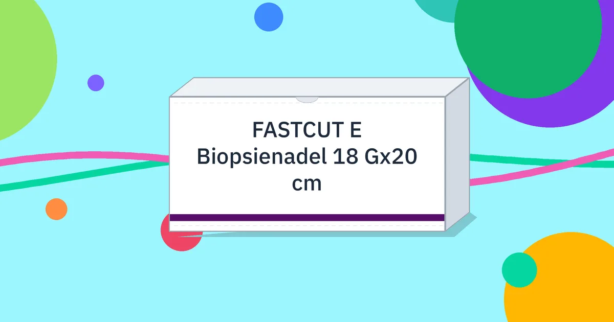 Symbolbild: Packung mit der Aufschrift FASTCUT E Biopsienadel 18 Gx20 cm (PZN 16922569) – Verfügbarkeit und Bezug in Apotheken in Frankfurt am Main