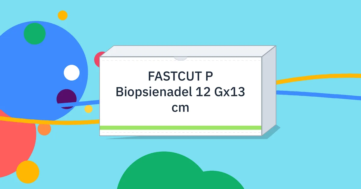 Symbolbild: Packung mit der Aufschrift FASTCUT P Biopsienadel 12 Gx13 cm (PZN 16922977) – Verfügbarkeit und Bezug in Apotheken in Frankfurt am Main