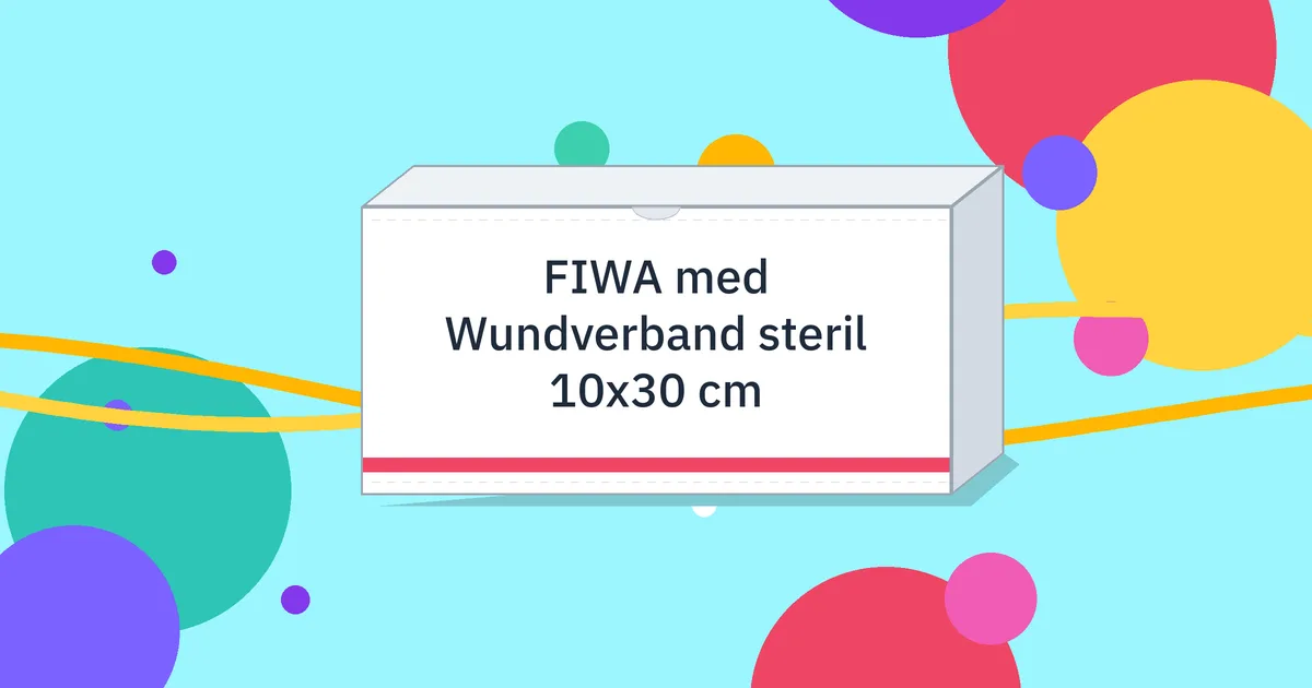 Symbolbild: Packung mit der Aufschrift FIWA med Wundverband steril 10x30 cm (PZN 19813450) – Verfügbarkeit und Bezug in Apotheken in Frankfurt am Main
