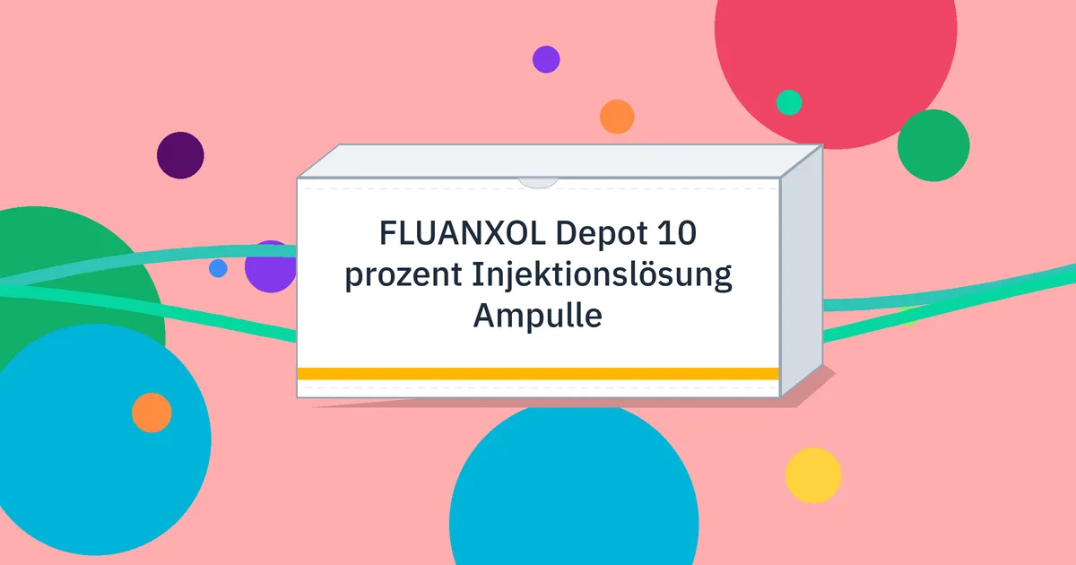 Symbolbild: Packung mit der Aufschrift FLUANXOL Depot 10 prozent Injektionslösung Ampulle (PZN 04983821) – Verfügbarkeit und Bezug in Apotheken in Frankfurt am Main