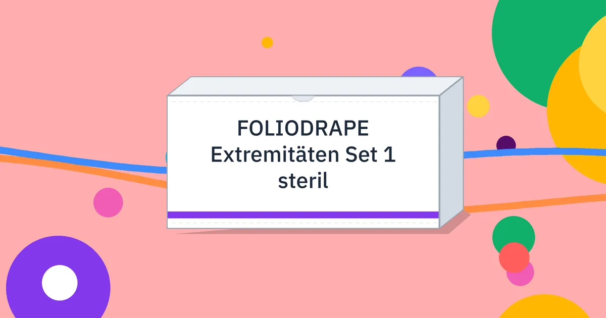 Symbolbild: Packung mit der Aufschrift FOLIODRAPE Extremitäten Set 1 steril (PZN 06892502) – Verfügbarkeit und Bezug in Apotheken in Frankfurt am Main
