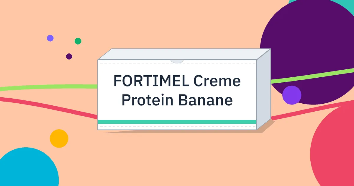 Symbolbild: Packung mit der Aufschrift FORTIMEL Creme Protein Banane (PZN 20055084) – Verfügbarkeit und Bezug in Apotheken in Frankfurt am Main