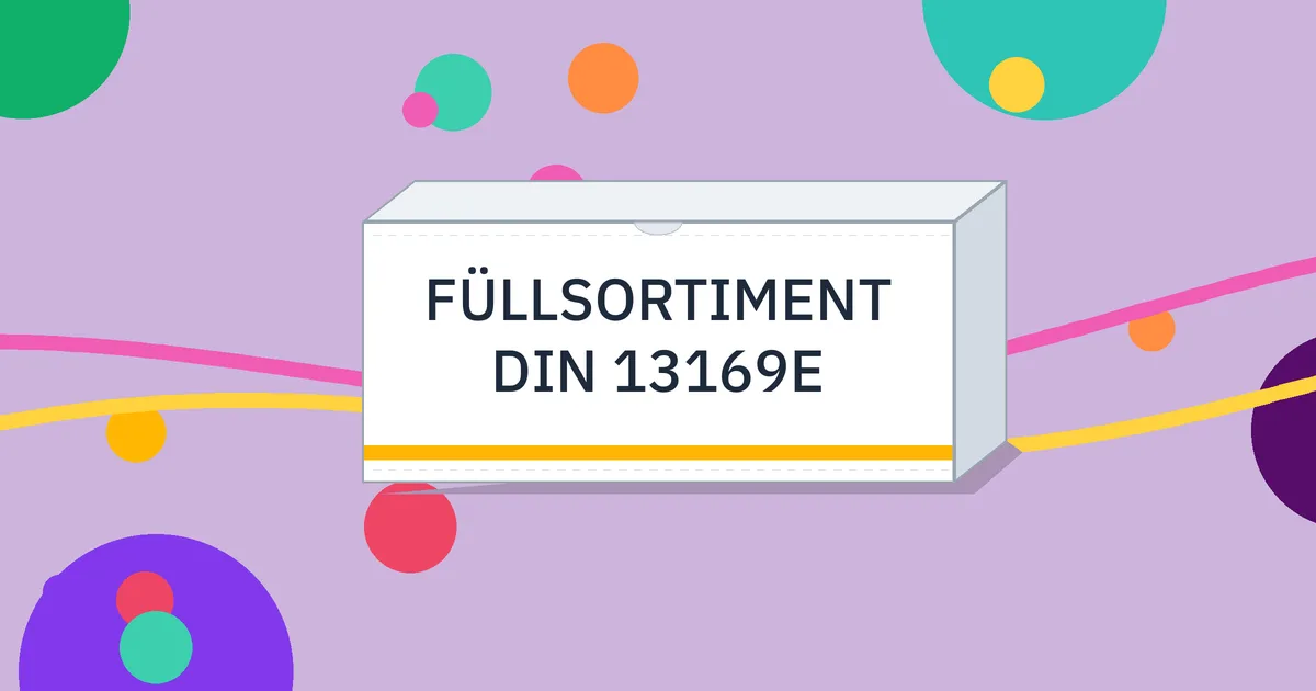 Symbolbild: Packung mit der Aufschrift FÜLLSORTIMENT DIN 13169E (PZN 13250069) – Verfügbarkeit und Bezug in Apotheken in Frankfurt am Main