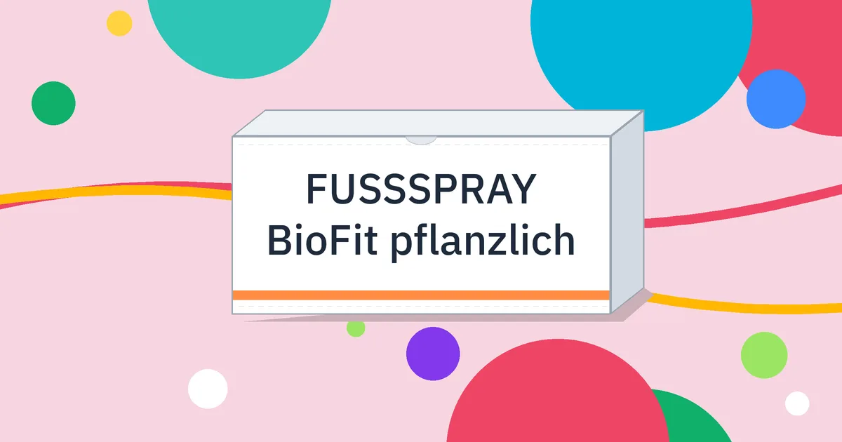 Symbolbild: Packung mit der Aufschrift FUSSSPRAY BioFit pflanzlich (PZN 10751322) – Verfügbarkeit und Bezug in Apotheken in Frankfurt am Main