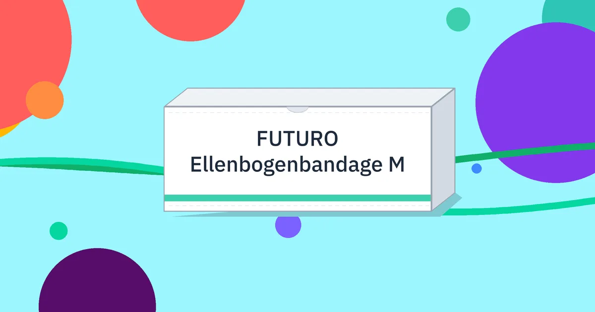 Symbolbild: Packung mit der Aufschrift FUTURO Ellenbogenbandage M (PZN 07631985) – Verfügbarkeit und Bezug in Apotheken in Frankfurt am Main