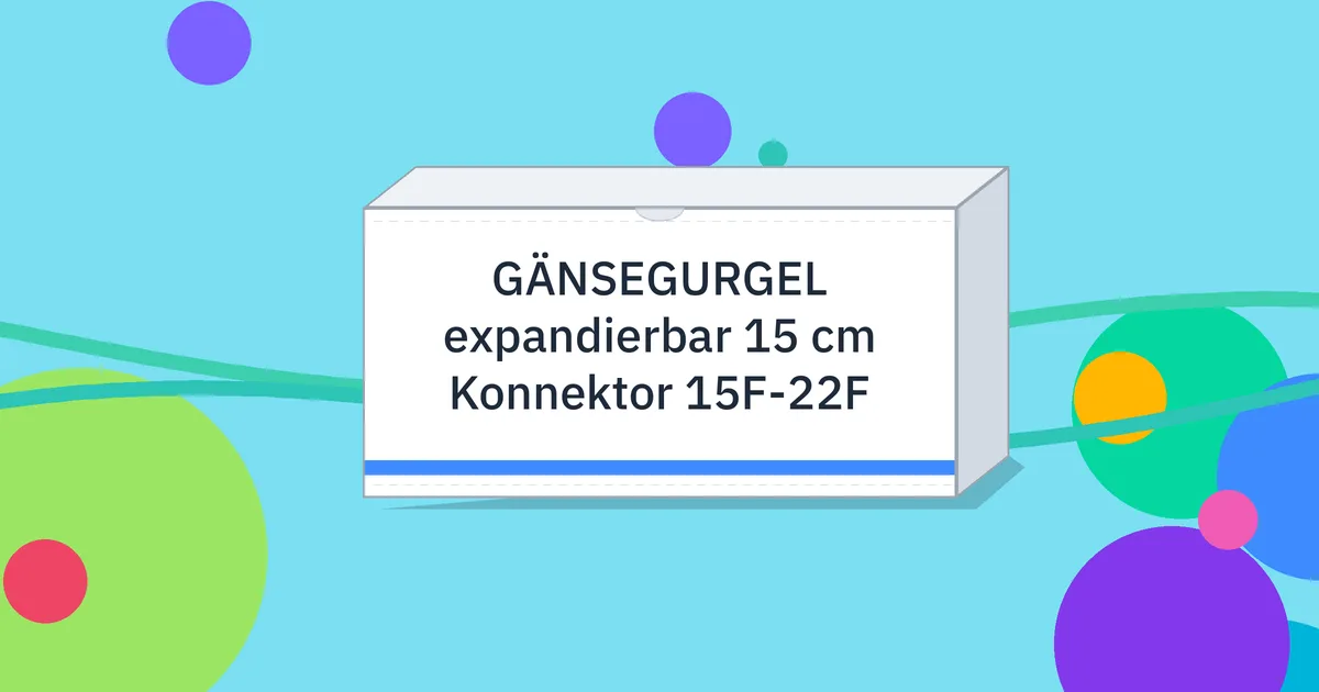 Symbolbild: Packung mit der Aufschrift GÄNSEGURGEL expandierbar 15 cm Konnektor 15F-22F (PZN 16149626) – Verfügbarkeit und Bezug in Apotheken in Frankfurt am Main