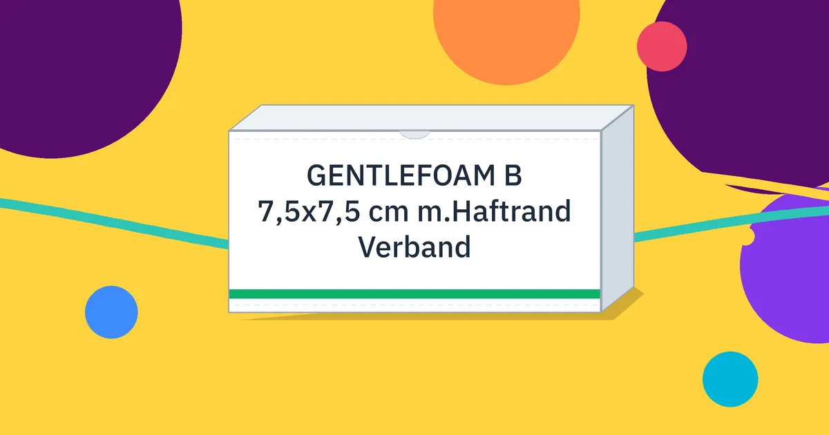Symbolbild: Packung mit der Aufschrift GENTLEFOAM B 7,5x7,5 cm m.Haftrand Verband (PZN 19721050) – Verfügbarkeit und Bezug in Apotheken in Frankfurt am Main