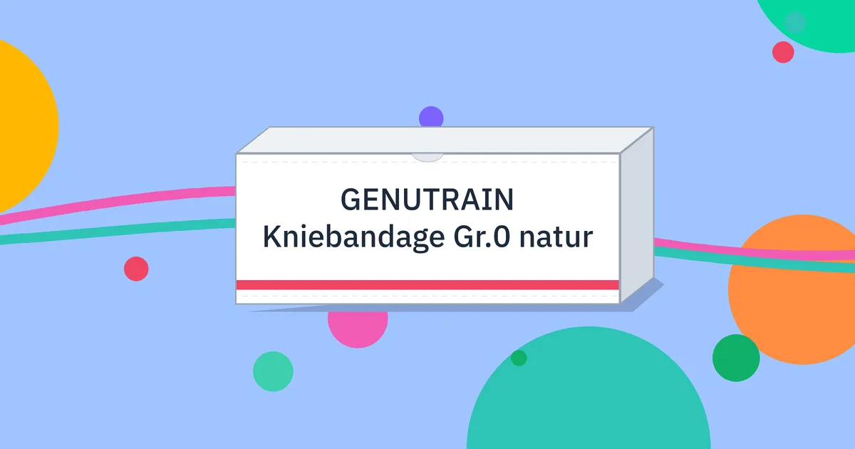 Symbolbild: Packung mit der Aufschrift GENUTRAIN Kniebandage Gr.0 natur (PZN 01285223) – Verfügbarkeit und Bezug in Apotheken in Frankfurt am Main