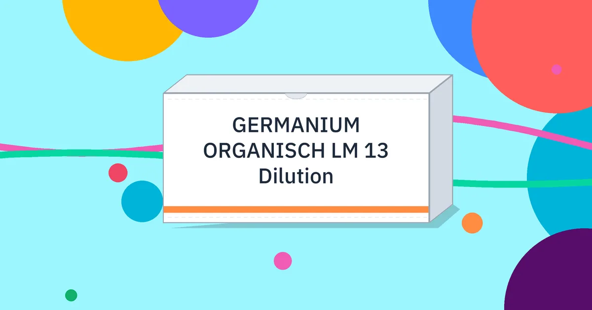 Symbolbild: Packung mit der Aufschrift GERMANIUM ORGANISCH LM 13 Dilution (PZN 16363733) – Verfügbarkeit und Bezug in Apotheken in Frankfurt am Main