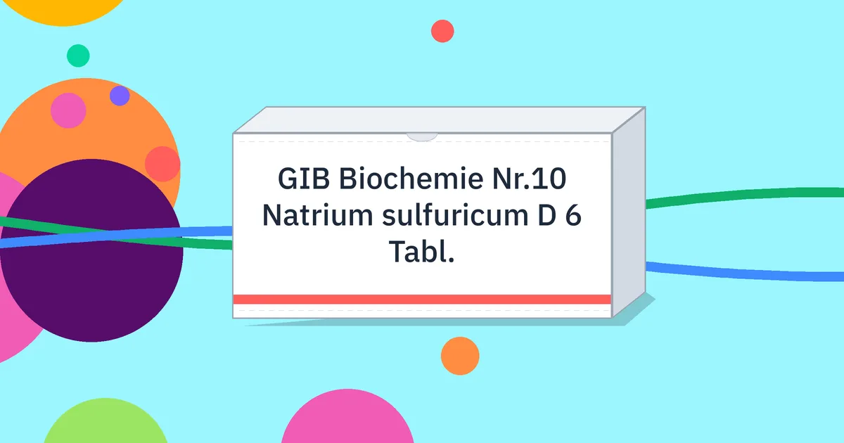 Symbolbild: Packung mit der Aufschrift GIB Biochemie Nr.10 Natrium sulfuricum D 6 Tabl. (PZN 08481602) – Verfügbarkeit und Bezug in Apotheken in Frankfurt am Main