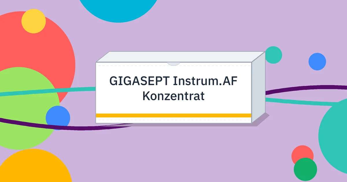 Symbolbild: Packung mit der Aufschrift GIGASEPT Instrum.AF Konzentrat (PZN 04197442) – Verfügbarkeit und Bezug in Apotheken in Frankfurt am Main