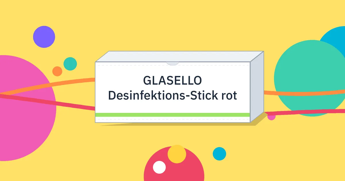 Symbolbild: Packung mit der Aufschrift GLASELLO Desinfektions-Stick rot (PZN 12602678) – Verfügbarkeit und Bezug in Apotheken in Frankfurt am Main