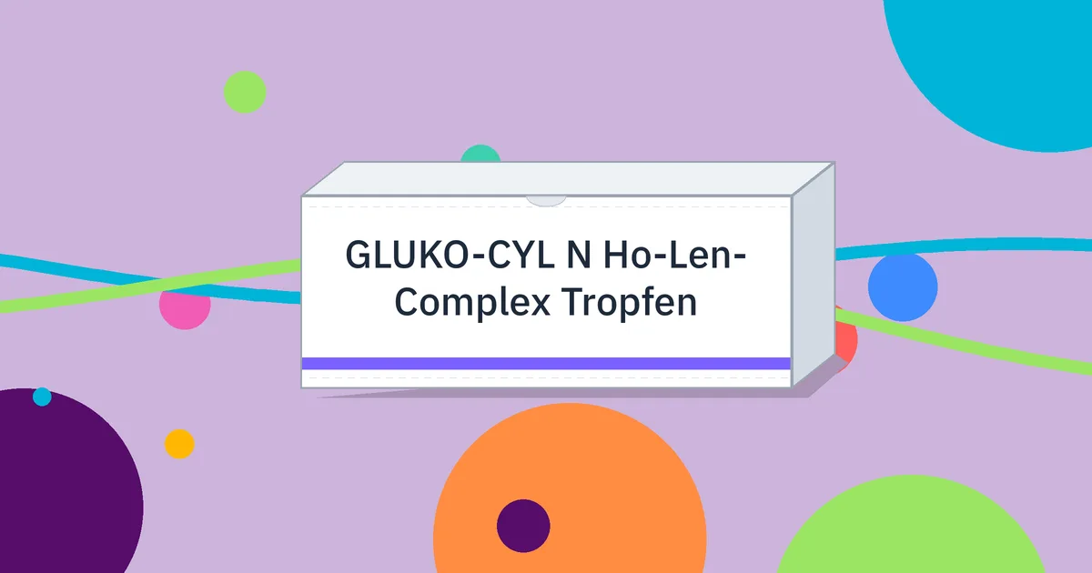 Symbolbild: Packung mit der Aufschrift GLUKO-CYL N Ho-Len-Complex Tropfen (PZN 04953760) – Verfügbarkeit und Bezug in Apotheken in Frankfurt am Main