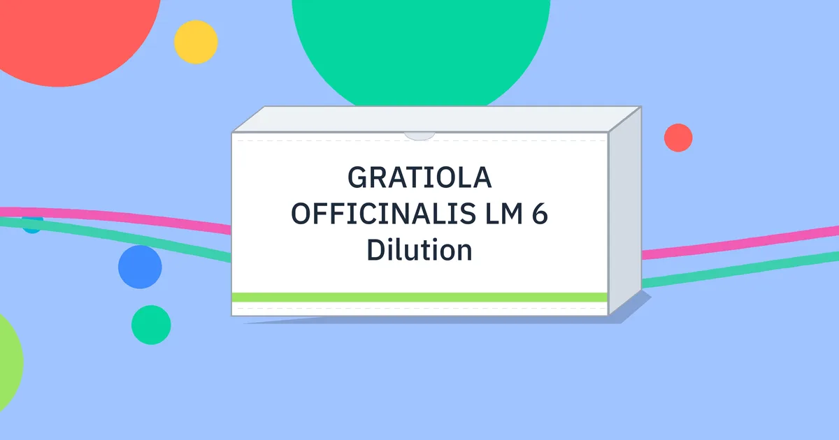 Symbolbild: Packung mit der Aufschrift GRATIOLA OFFICINALIS LM 6 Dilution (PZN 13546462) – Verfügbarkeit und Bezug in Apotheken in Frankfurt am Main
