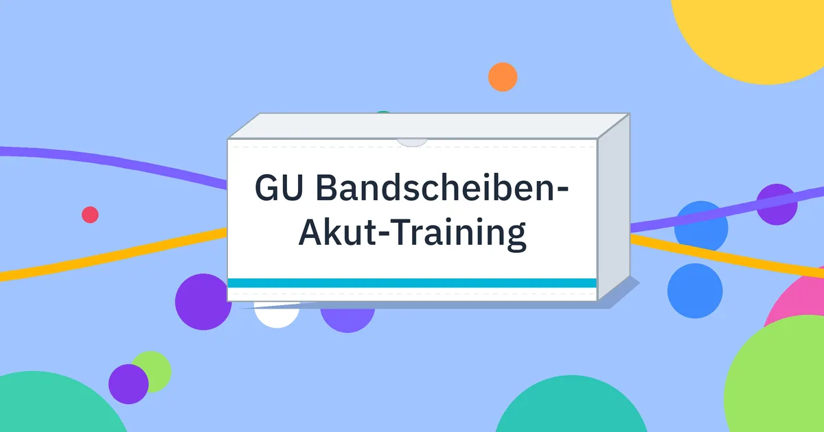 Symbolbild: Packung mit der Aufschrift GU Bandscheiben-Akut-Training (PZN 18909389) – Verfügbarkeit und Bezug in Apotheken in Frankfurt am Main