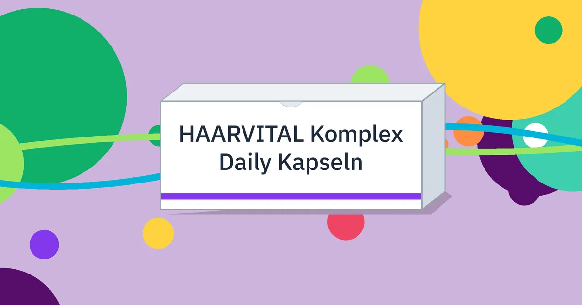 Symbolbild: Packung mit der Aufschrift HAARVITAL Komplex Daily Kapseln (PZN 19769192) – Verfügbarkeit und Bezug in Apotheken in Frankfurt am Main