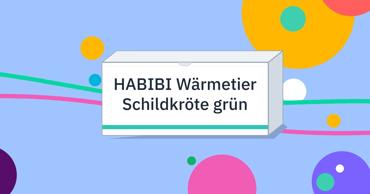 Symbolbild: Packung mit der Aufschrift HABIBI Wärmetier Schildkröte grün (PZN 15747443) – Verfügbarkeit und Bezug in Apotheken in Frankfurt am Main