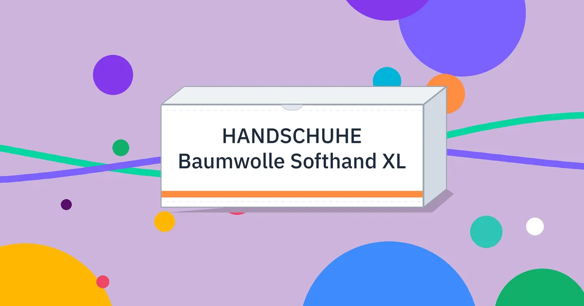 Symbolbild: Packung mit der Aufschrift HANDSCHUHE Baumwolle Softhand XL (PZN 13343457) – Verfügbarkeit und Bezug in Apotheken in Frankfurt am Main