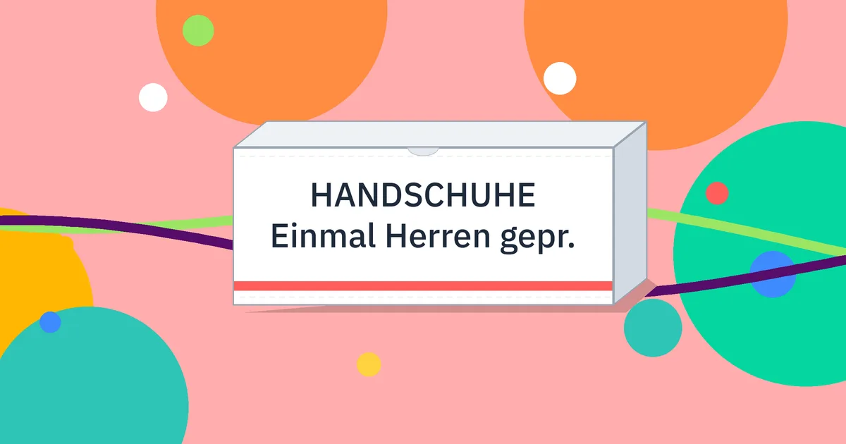Symbolbild: Packung mit der Aufschrift HANDSCHUHE Einmal Herren gepr. (PZN 03125989) – Verfügbarkeit und Bezug in Apotheken in Frankfurt am Main