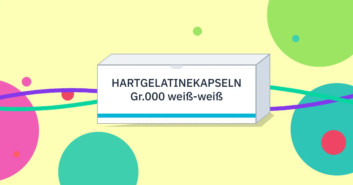 Symbolbild: Packung mit der Aufschrift HARTGELATINEKAPSELN Gr.000 weiß-weiß (PZN 17858046) – Verfügbarkeit und Bezug in Apotheken in Frankfurt am Main