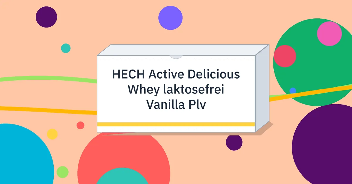 Symbolbild: Packung mit der Aufschrift HECH Active Delicious Whey laktosefrei Vanilla Plv (PZN 16330685) – Verfügbarkeit und Bezug in Apotheken in Frankfurt am Main