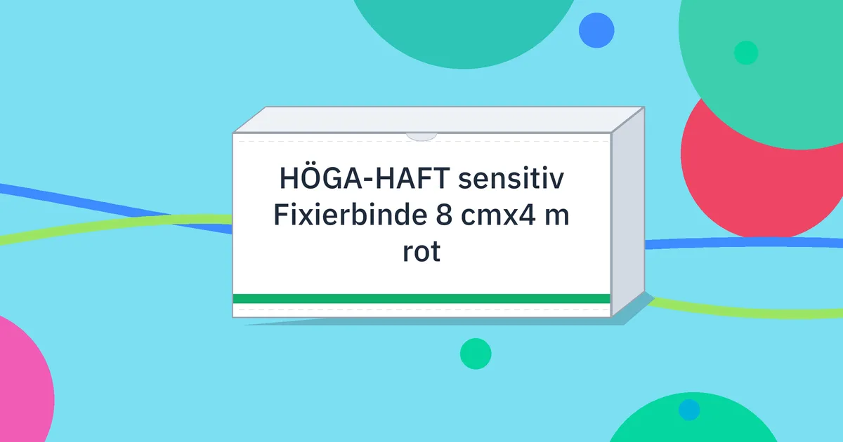 Symbolbild: Packung mit der Aufschrift HÖGA-HAFT sensitiv Fixierbinde 8 cmx4 m rot (PZN 20113195) – Verfügbarkeit und Bezug in Apotheken in Frankfurt am Main