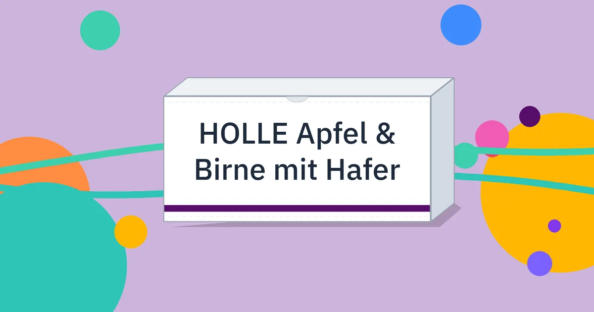 Symbolbild: Packung mit der Aufschrift HOLLE Apfel & Birne mit Hafer (PZN 18043553) – Verfügbarkeit und Bezug in Apotheken in Frankfurt am Main
