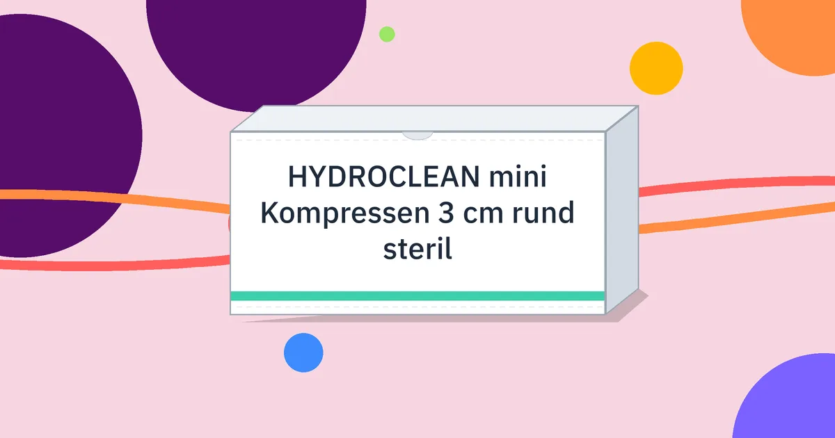 Symbolbild: Packung mit der Aufschrift HYDROCLEAN mini Kompressen 3 cm rund steril (PZN 16348969) – Verfügbarkeit und Bezug in Apotheken in Frankfurt am Main