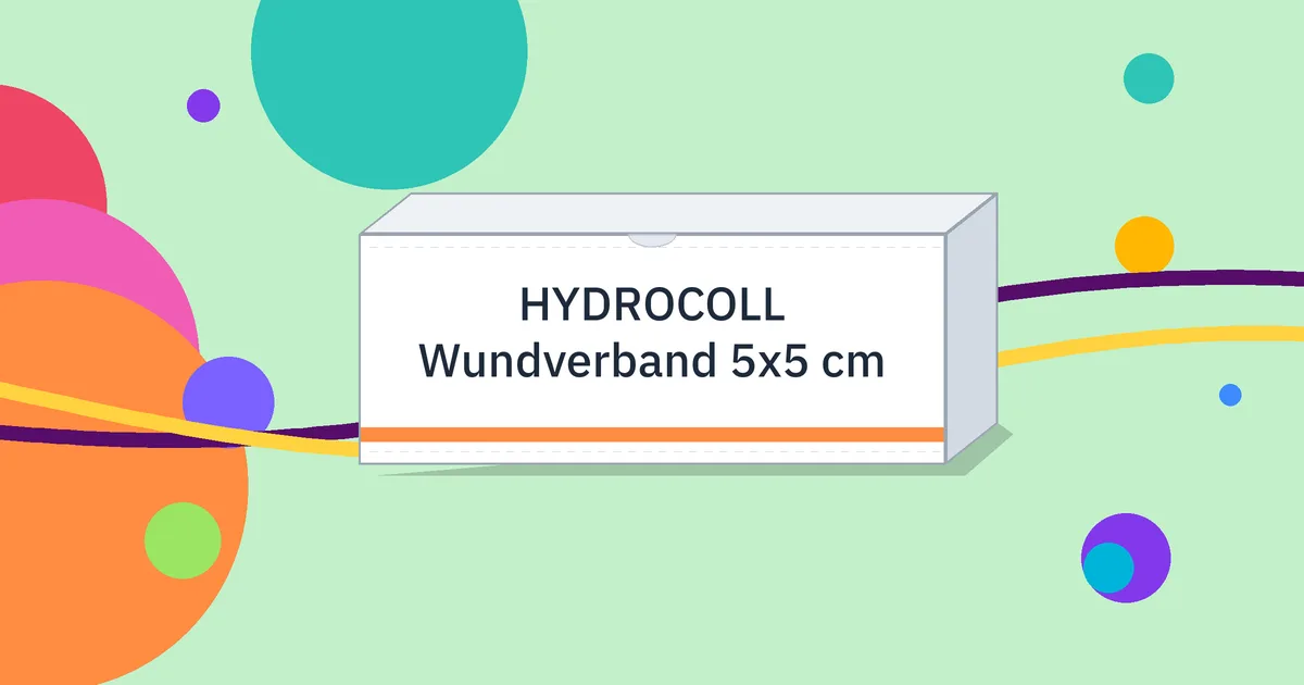Symbolbild: Packung mit der Aufschrift HYDROCOLL Wundverband 5x5 cm (PZN 17381058) – Verfügbarkeit und Bezug in Apotheken in Frankfurt am Main