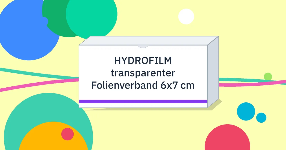 Symbolbild: Packung mit der Aufschrift HYDROFILM transparenter Folienverband 6x7 cm (PZN 17206042) – Verfügbarkeit und Bezug in Apotheken in Frankfurt am Main