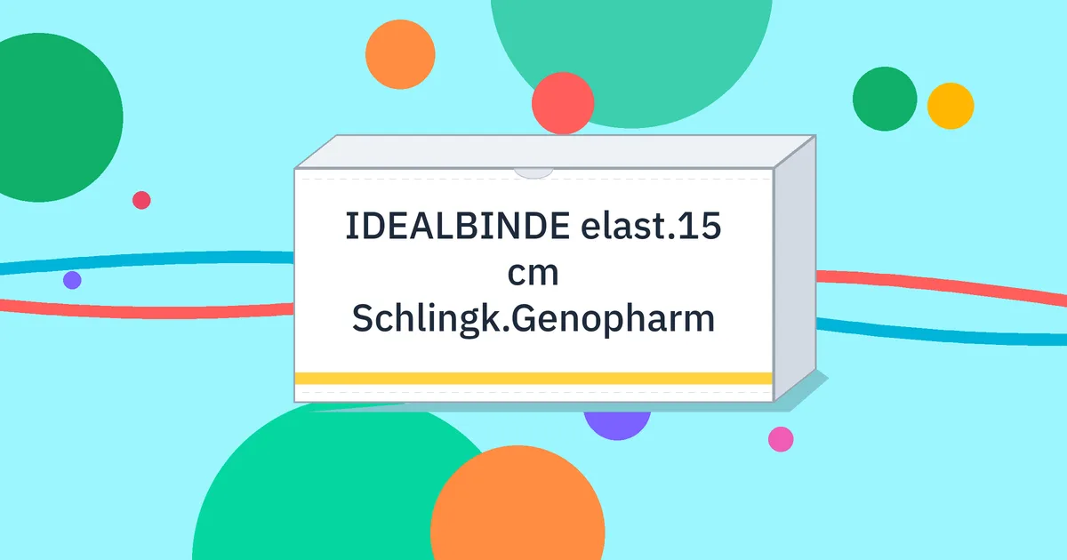 Symbolbild: Packung mit der Aufschrift IDEALBINDE elast.15 cm Schlingk.Genopharm (PZN 02061773) – Verfügbarkeit und Bezug in Apotheken in Frankfurt am Main