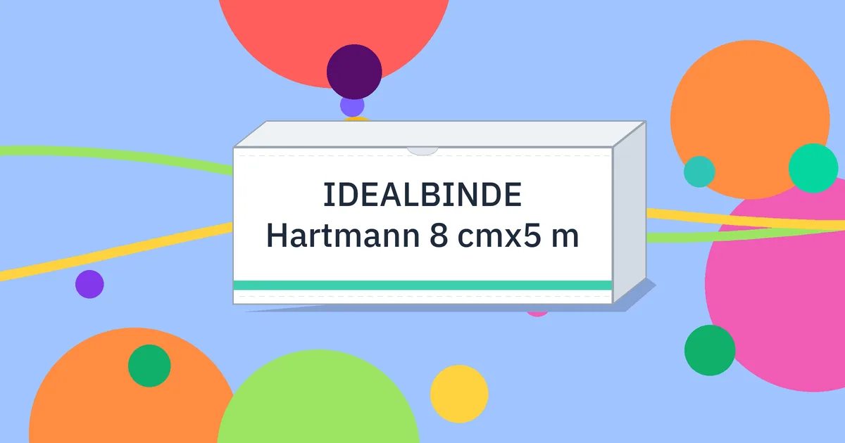 Symbolbild: Packung mit der Aufschrift IDEALBINDE Hartmann 8 cmx5 m (PZN 14306889) – Verfügbarkeit und Bezug in Apotheken in Frankfurt am Main