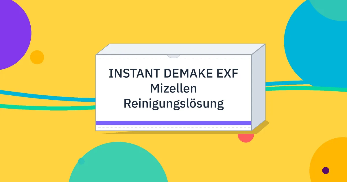 Symbolbild: Packung mit der Aufschrift INSTANT DEMAKE EXF Mizellen Reinigungslösung (PZN 11351346) – Verfügbarkeit und Bezug in Apotheken in Frankfurt am Main