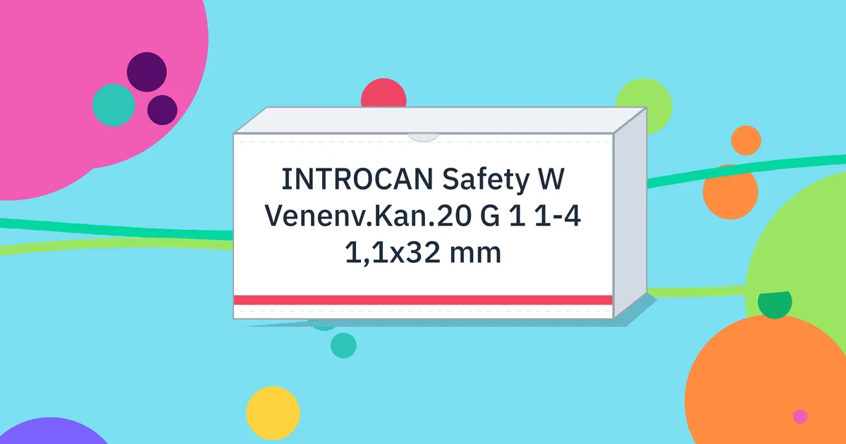 Symbolbild: Packung mit der Aufschrift INTROCAN Safety W Venenv.Kan.20 G 1 1-4 1,1x32 mm (PZN 20345356) – Verfügbarkeit und Bezug in Apotheken in Frankfurt am Main