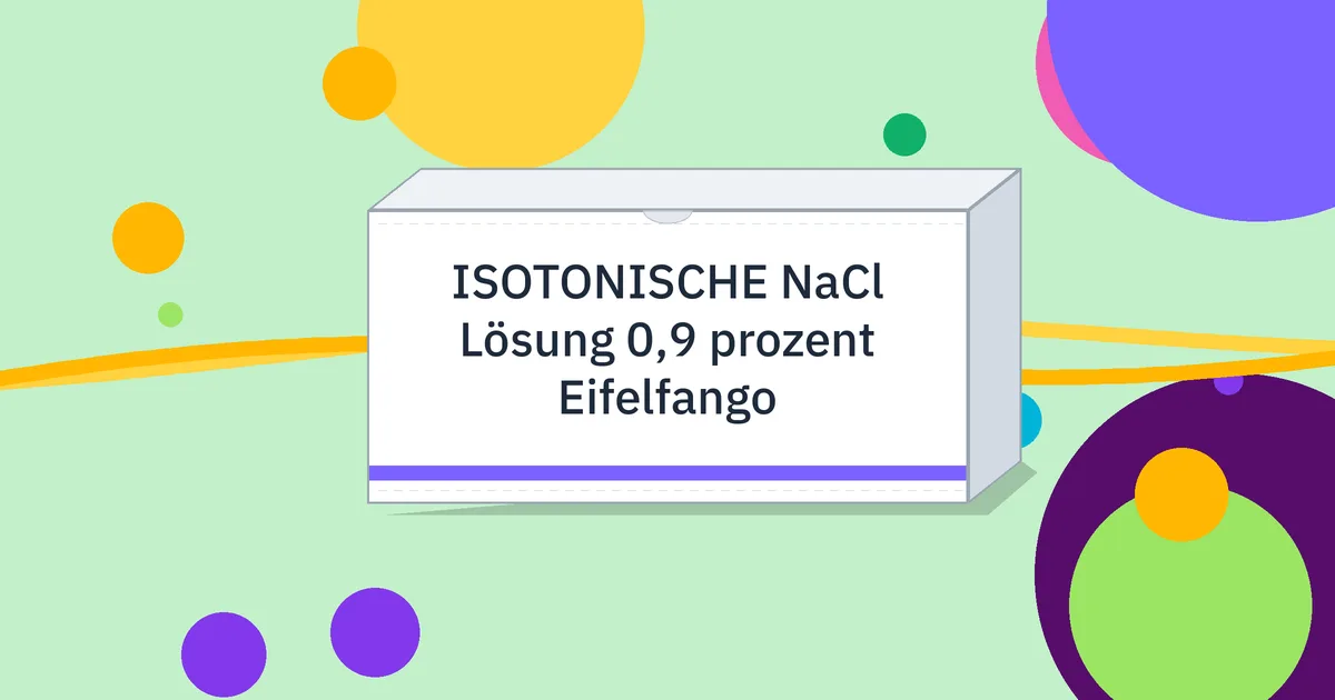 Symbolbild: Packung mit der Aufschrift ISOTONISCHE NaCl Lösung 0,9 prozent Eifelfango (PZN 08439439) – Verfügbarkeit und Bezug in Apotheken in Frankfurt am Main