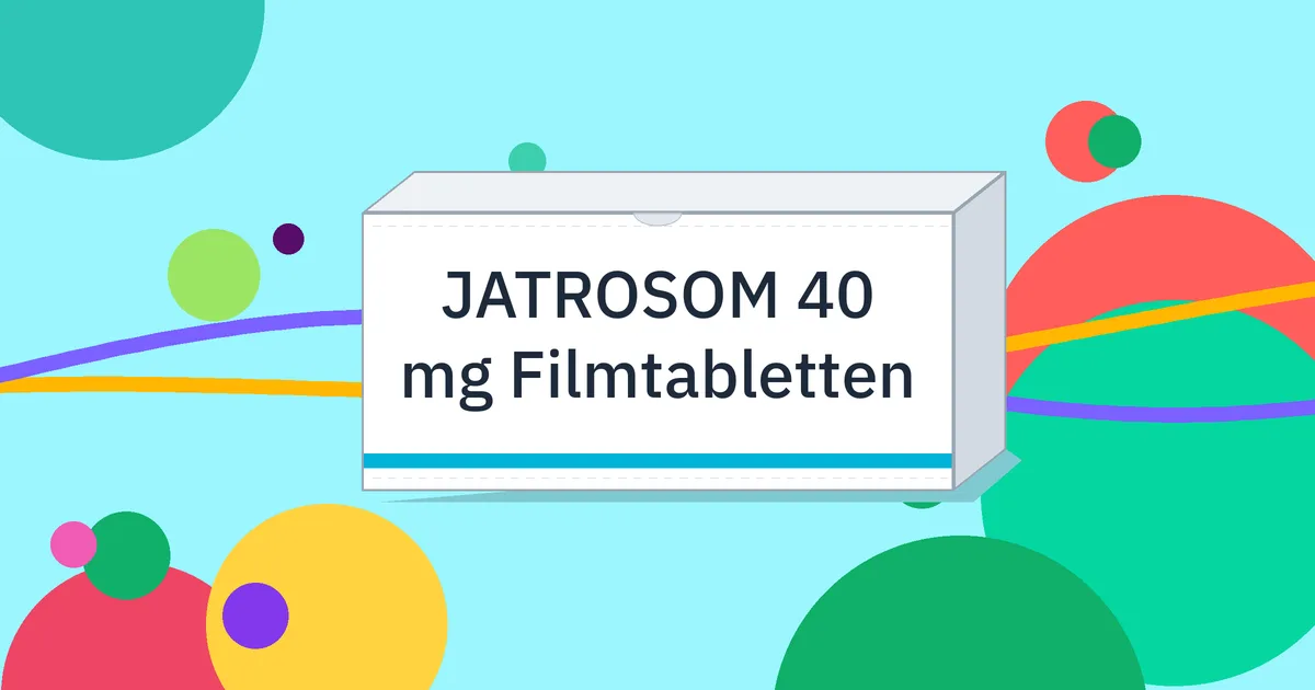 Symbolbild: Packung mit der Aufschrift JATROSOM 40 mg Filmtabletten (PZN 12461723) – Verfügbarkeit und Bezug in Apotheken in Frankfurt am Main
