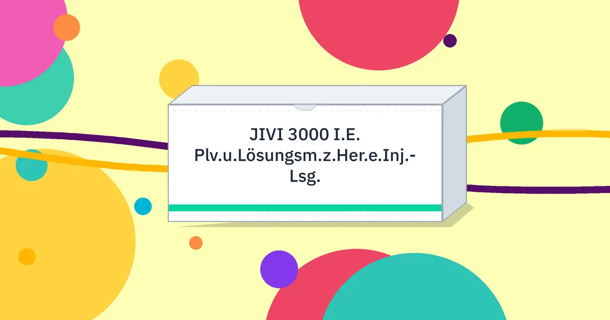 Symbolbild: Packung mit der Aufschrift JIVI 3000 I.E. Plv.u.Lösungsm.z.Her.e.Inj.-Lsg. (PZN 13709007) – Verfügbarkeit und Bezug in Apotheken in Frankfurt am Main