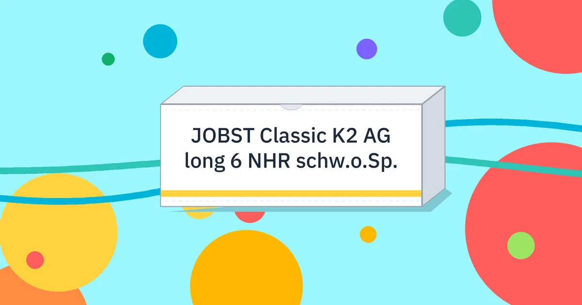 Symbolbild: Packung mit der Aufschrift JOBST Classic K2 AG long 6 NHR schw.o.Sp. (PZN 11269751) – Verfügbarkeit und Bezug in Apotheken in Frankfurt am Main