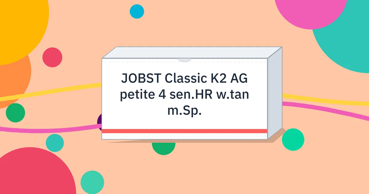 Symbolbild: Packung mit der Aufschrift JOBST Classic K2 AG petite 4 sen.HR w.tan m.Sp. (PZN 17962068) – Verfügbarkeit und Bezug in Apotheken in Frankfurt am Main