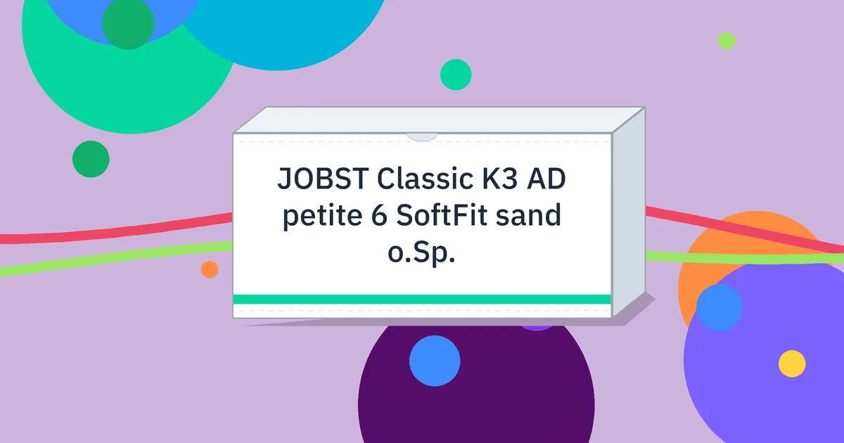 Symbolbild: Packung mit der Aufschrift JOBST Classic K3 AD petite 6 SoftFit sand o.Sp. (PZN 14223264) – Verfügbarkeit und Bezug in Apotheken in Frankfurt am Main