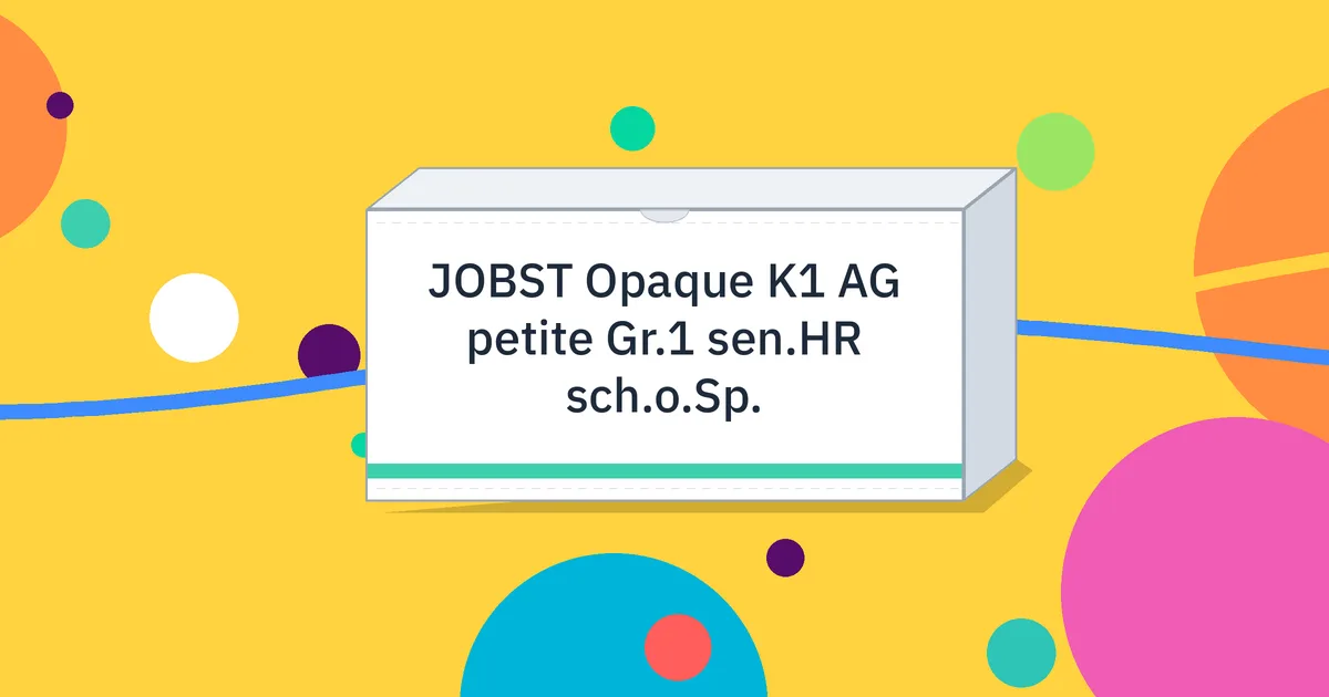 Symbolbild: Packung mit der Aufschrift JOBST Opaque K1 AG petite Gr.1 sen.HR sch.o.Sp. (PZN 13089059) – Verfügbarkeit und Bezug in Apotheken in Frankfurt am Main
