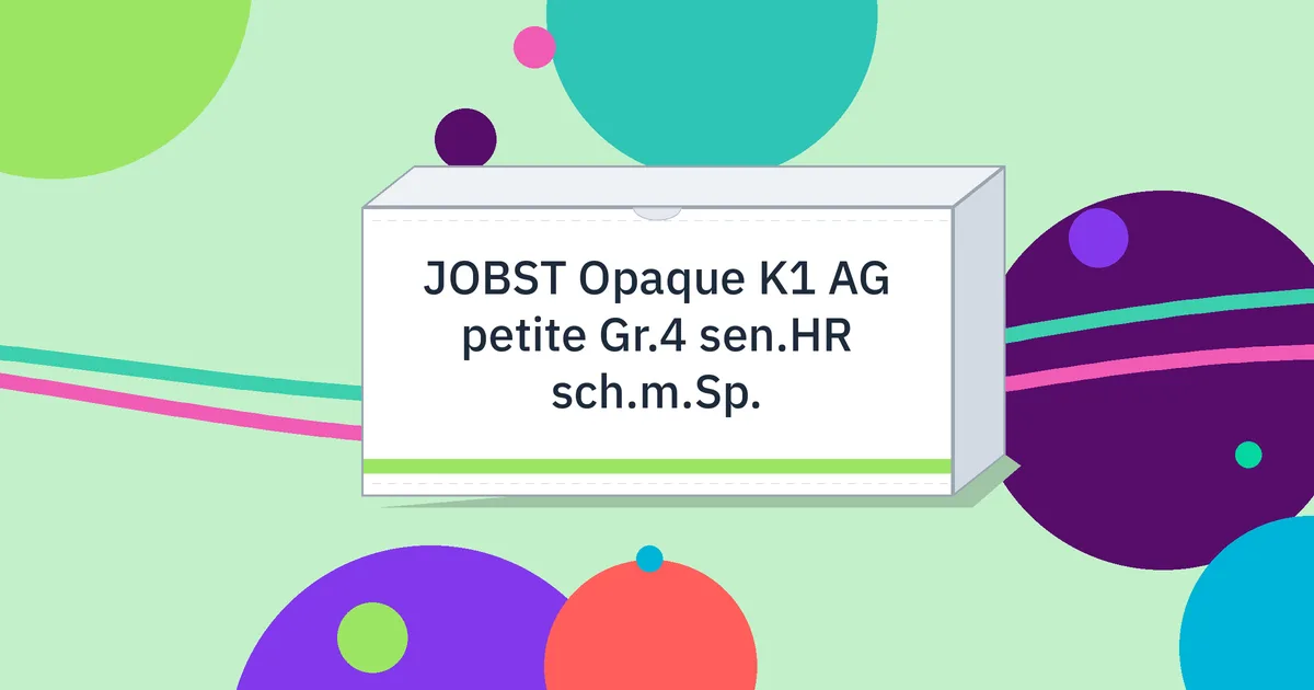 Symbolbild: Packung mit der Aufschrift JOBST Opaque K1 AG petite Gr.4 sen.HR sch.m.Sp. (PZN 13085819) – Verfügbarkeit und Bezug in Apotheken in Frankfurt am Main